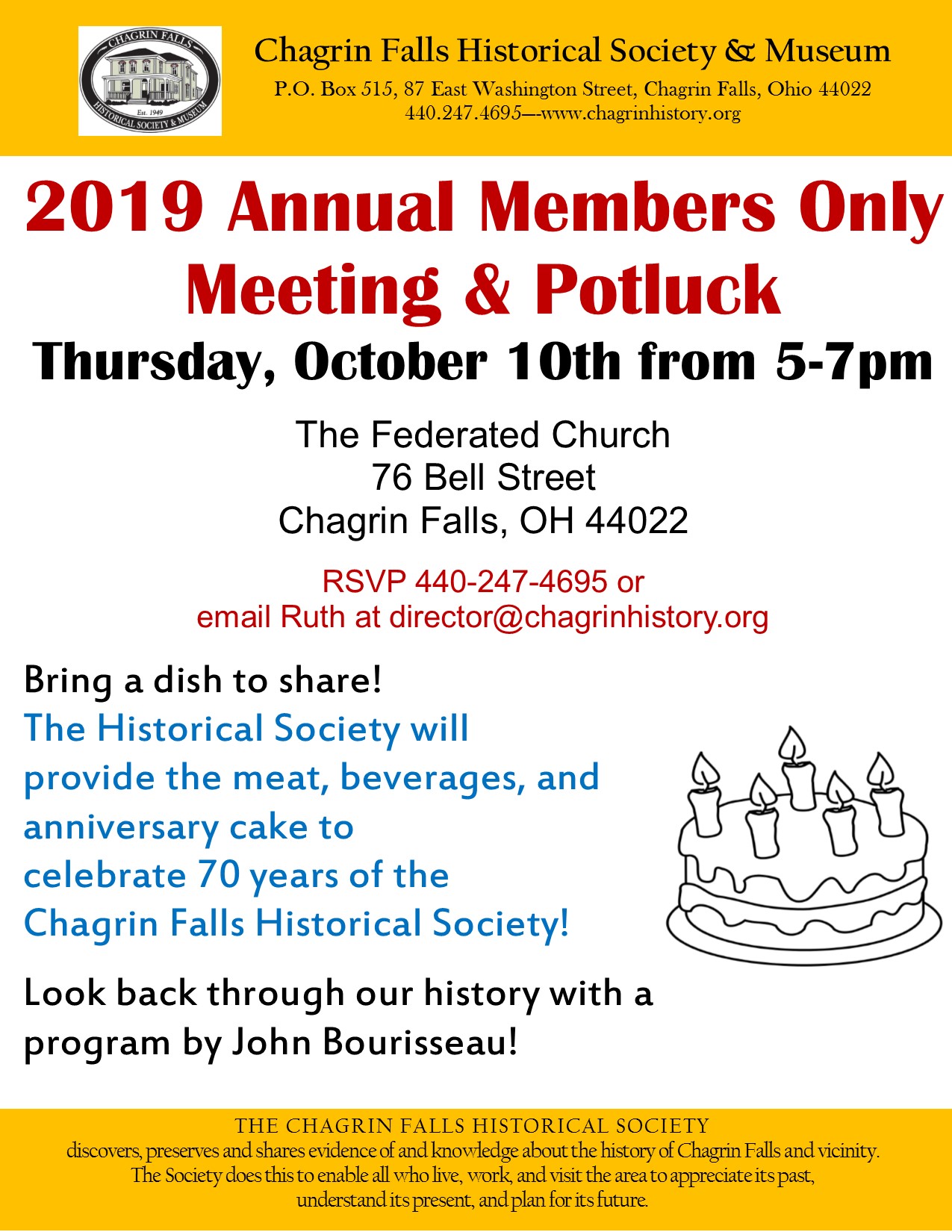 Annual Meeting Potluck! – Chagrin Falls Historical Society Annual Meeting Potluck! – Chagrin Falls Historical Society